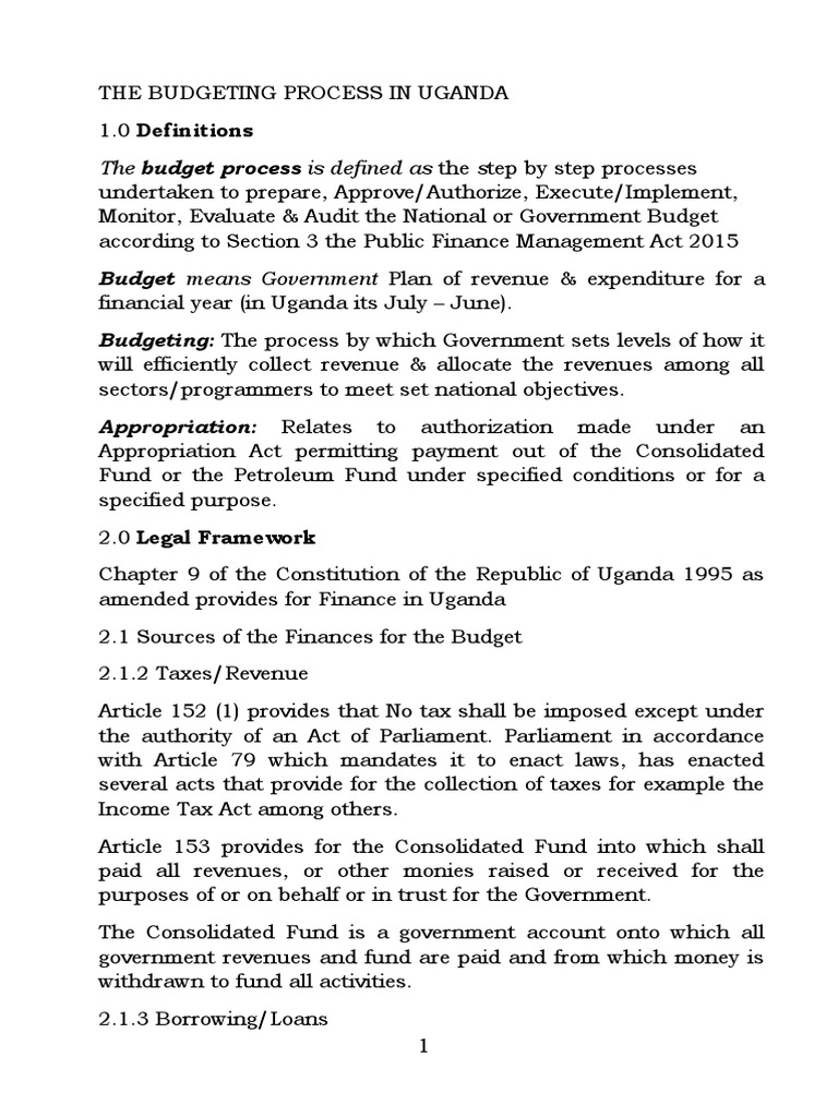 Uganda Government Budget Process | PDF | Budget | Public Finance