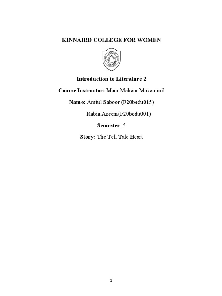 Literature 2 Assignment 1 The Tell Tale Heart | PDF