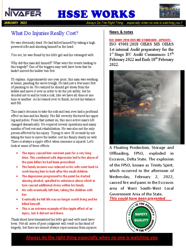 NIVAFER HSSE NEWSLETTER For JANUARY 2022 | PDF | Diseases And Disorders ...