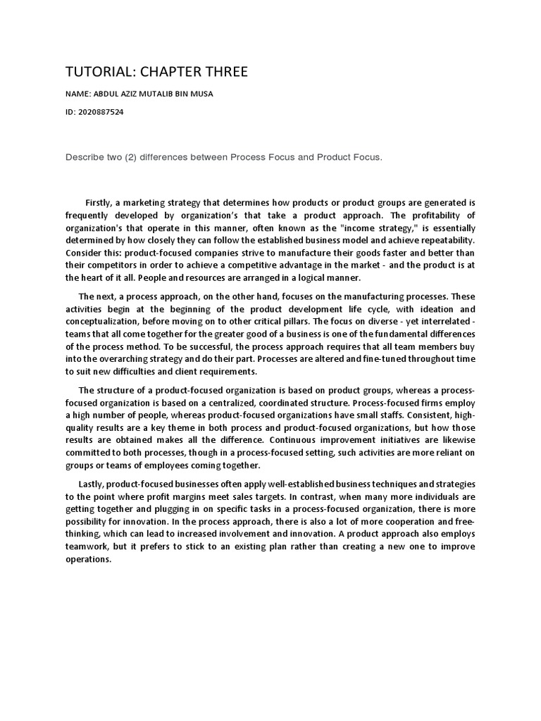 Tutorial Chapter 3 MGT 345 | PDF | Competitive Advantage | Leadership