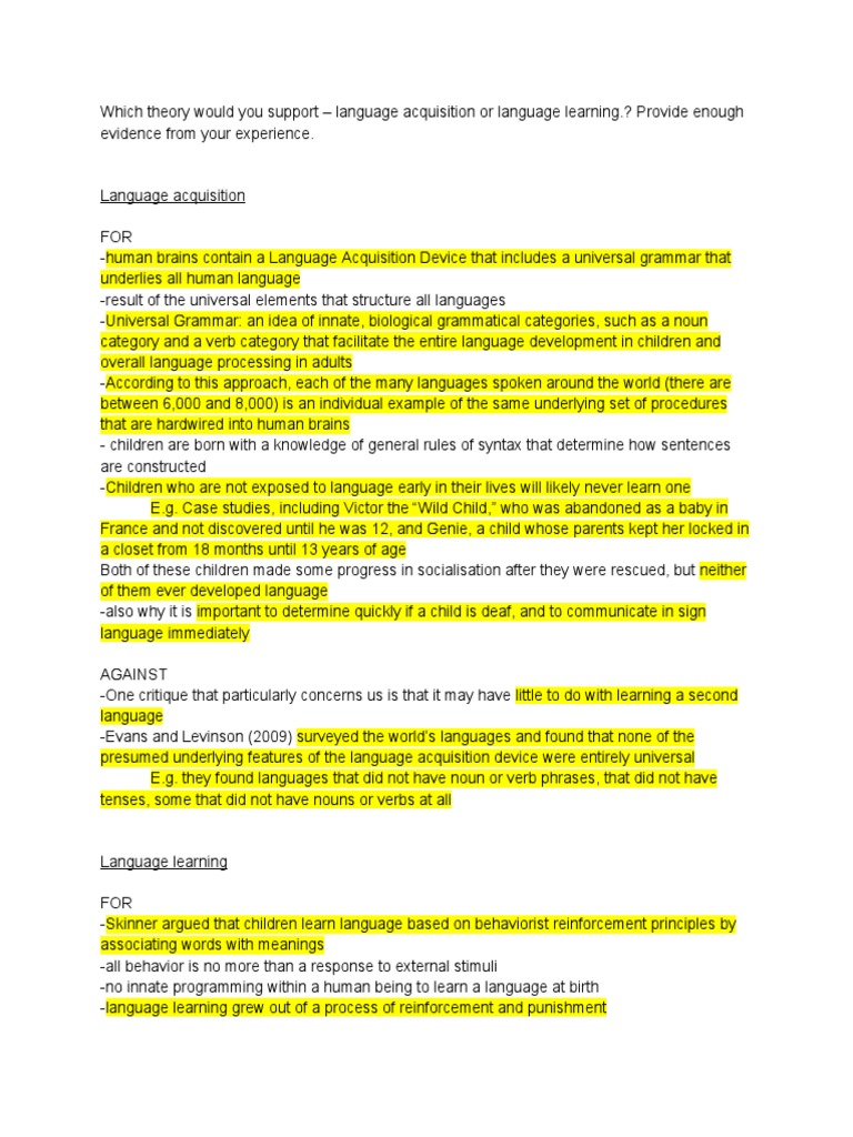 Linguistics CIA Research | PDF | Language Acquisition | Language ...