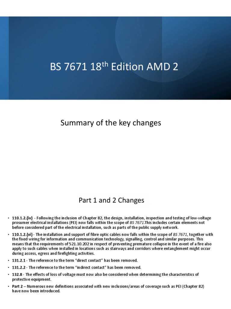 AMD2 Summary of The Key Changes | PDF | Electrical Wiring ...