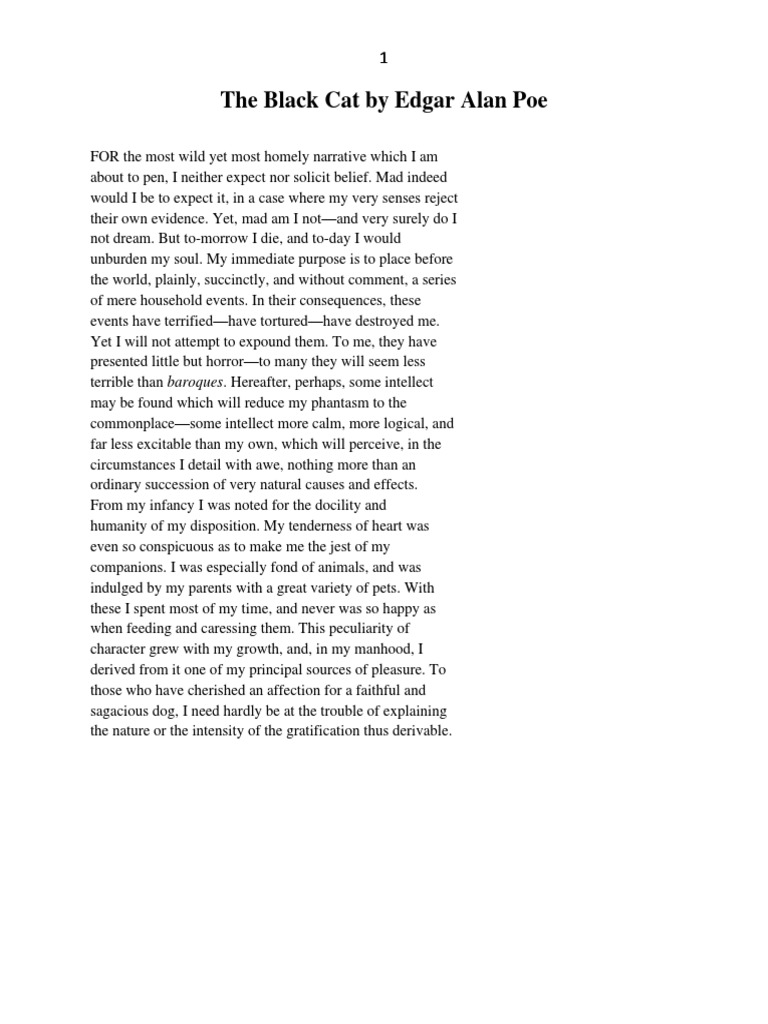 The Black Cat by Edgar Alan Poe ALL EXTRACTS | PDF | Mystery, Thriller ...