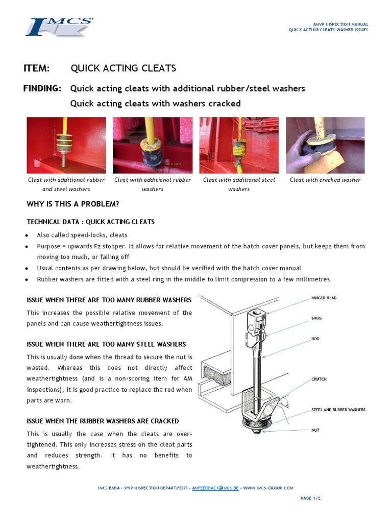 Minimanual Quick Acting Cleat Washers | PDF