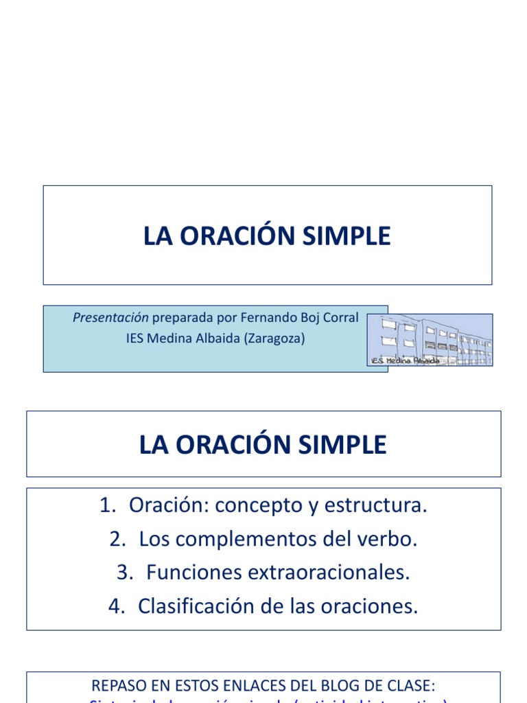Oración simple(1) | PDF | Predicado (Gramática) | Verbo
