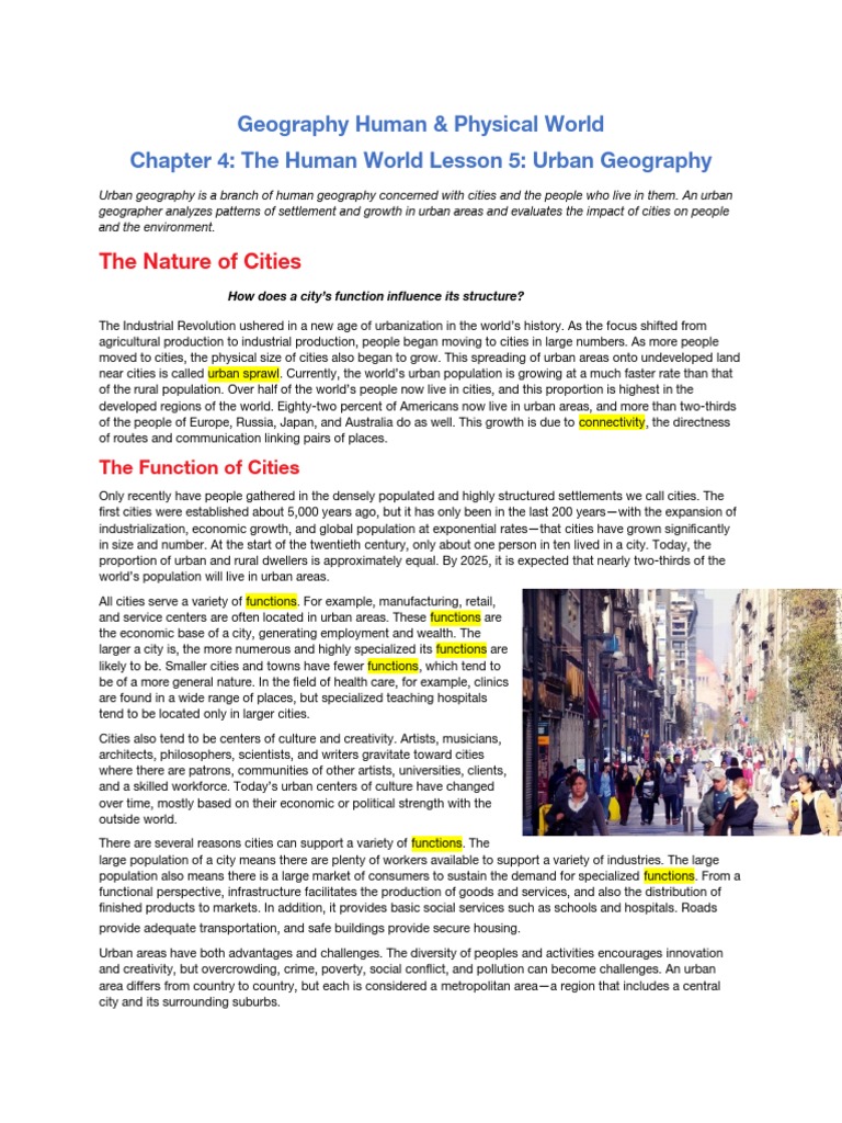 HPWC4, L5 Urban Geography | PDF | Urbanization | Economies HPWC4, L5 Urban Geography | PDF | Urbanization | Economies