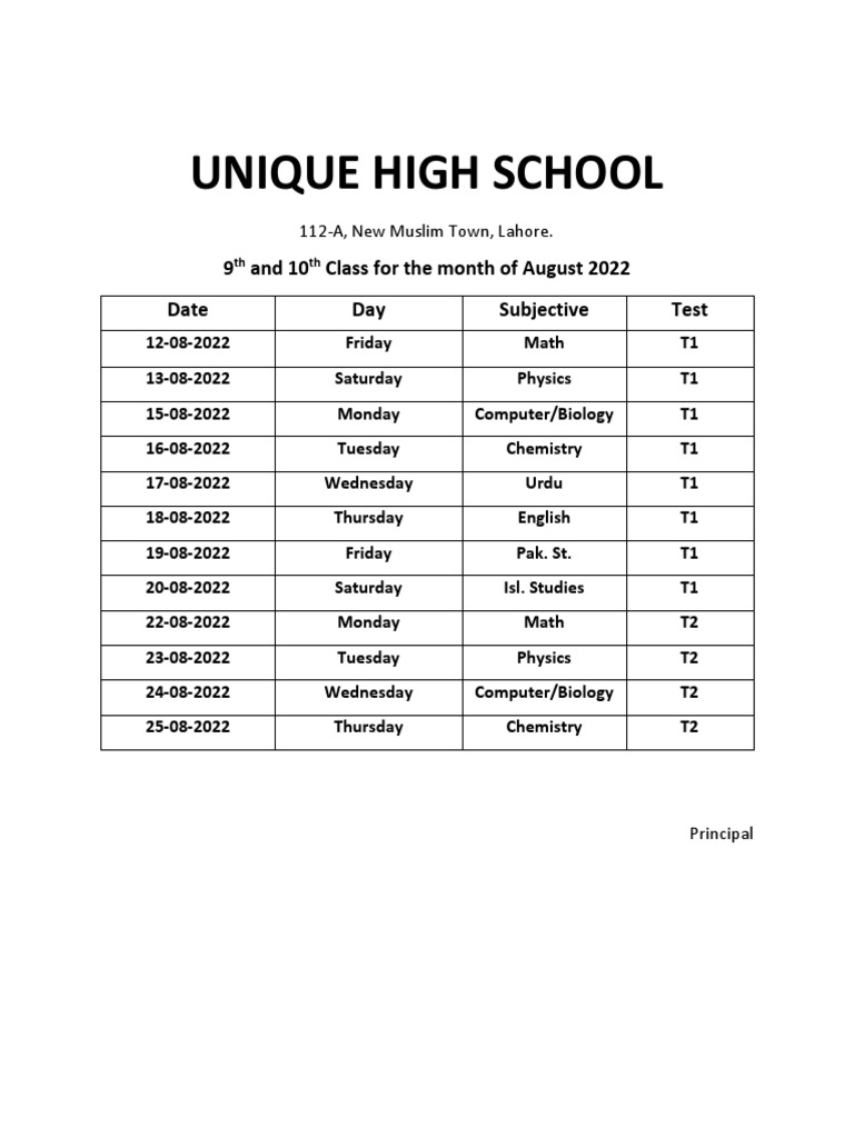 9 & 10 Date Sheet August 2022 | PDF