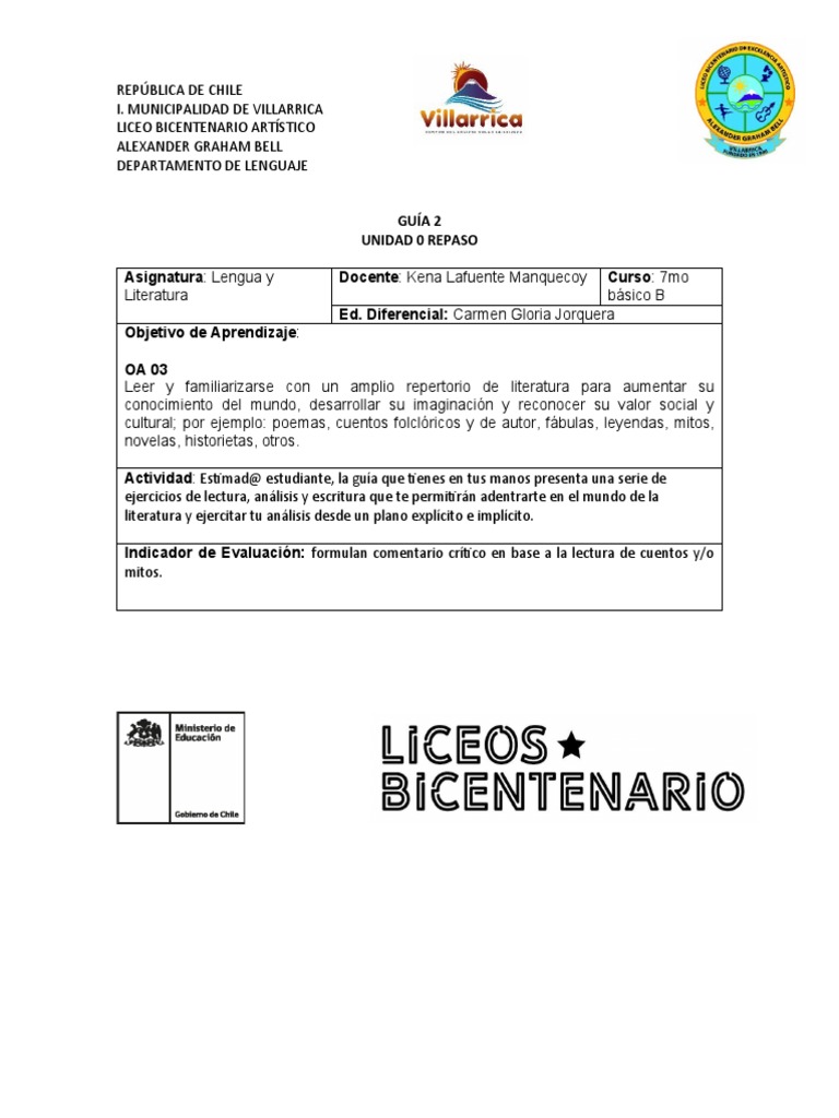 Guía de Lengua y Literatura 7° Básico | PDF | Cómics | Cognición