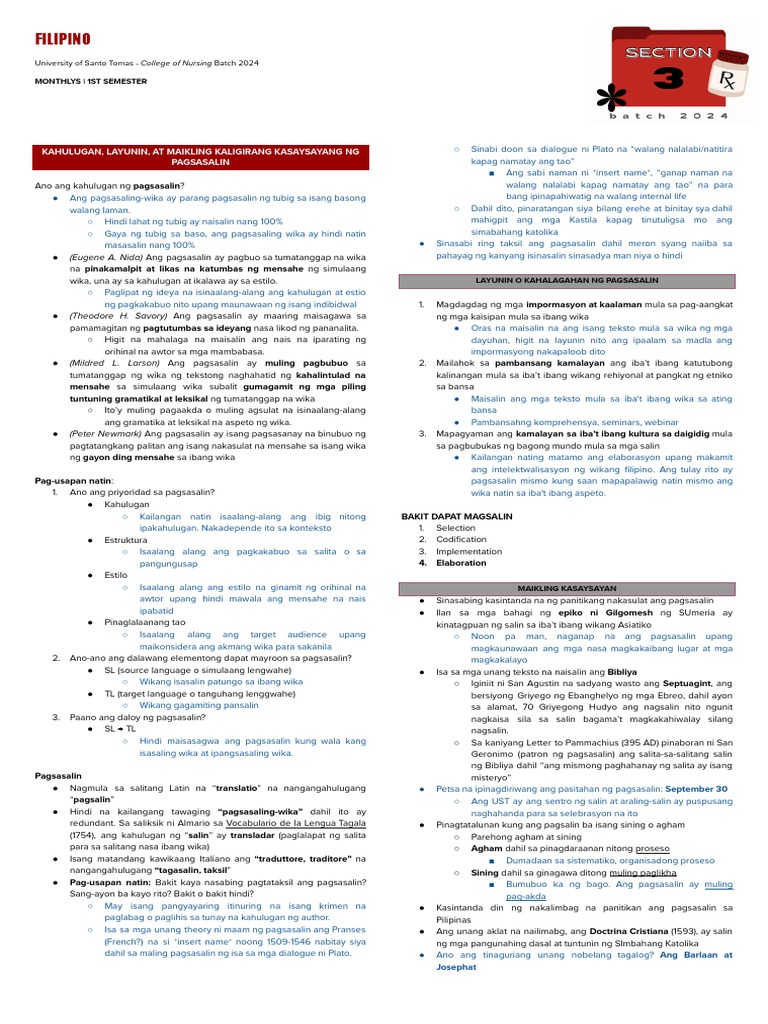 Filipino Monthlys Firstsem | PDF