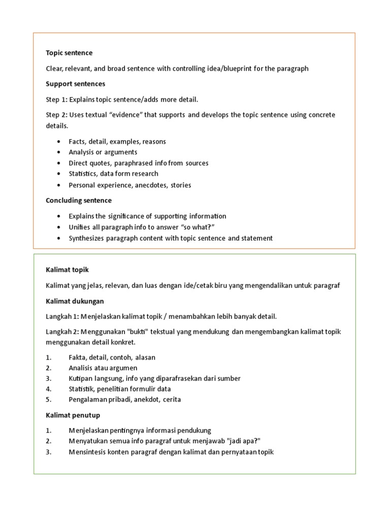 Materi Dan Terjemah Topic Sentence, Support Sentence, Concluding ...