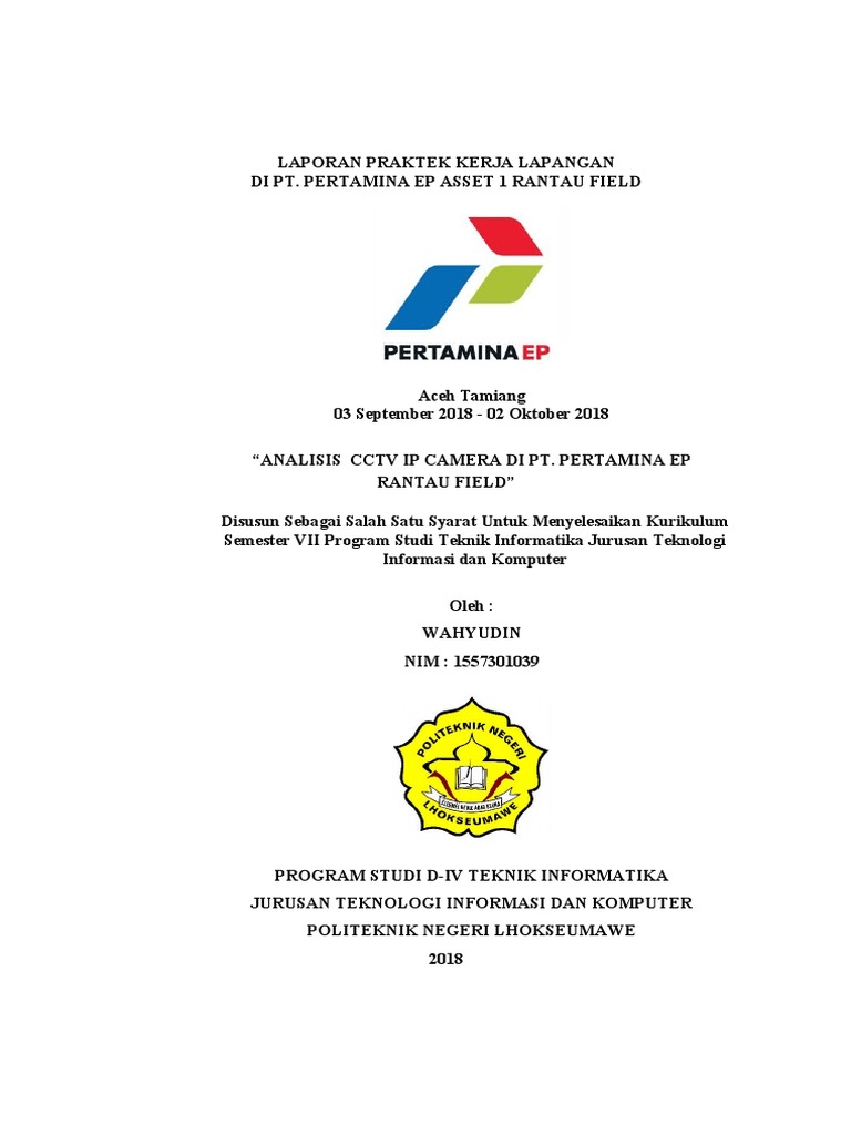 Laporan PKL ANALISA PENGGUNAAN CCTV DI PERTAMINA RANTAU | PDF