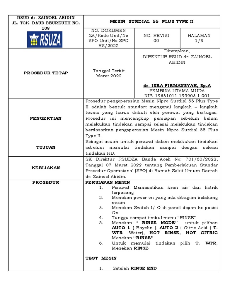 Spo Mesin Nipro Surdial 55 Plus Type Ii | PDF