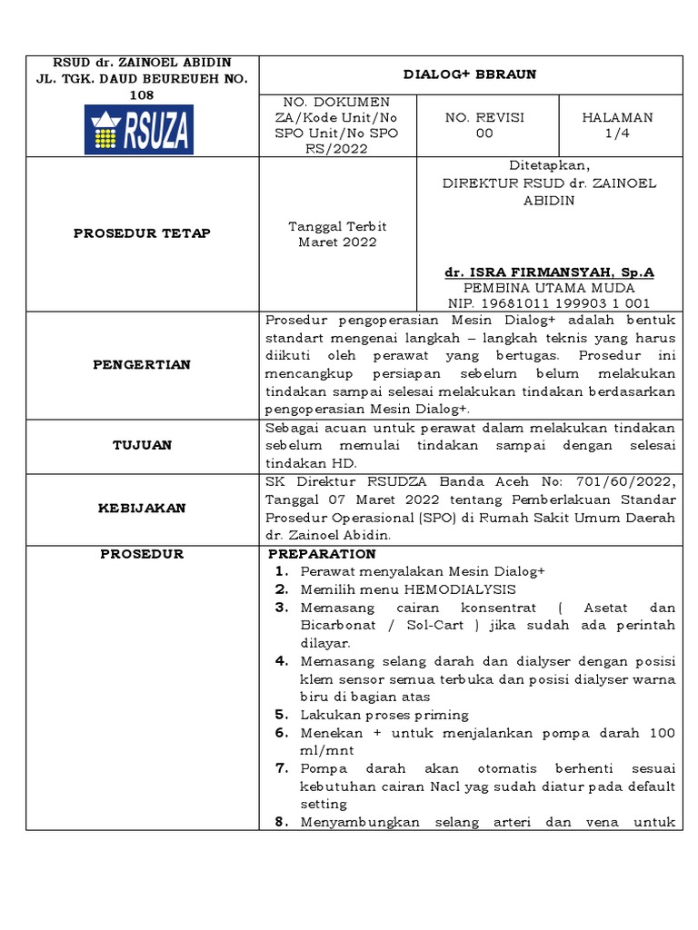 Spo Mesin Dialog+ Bbraun | PDF