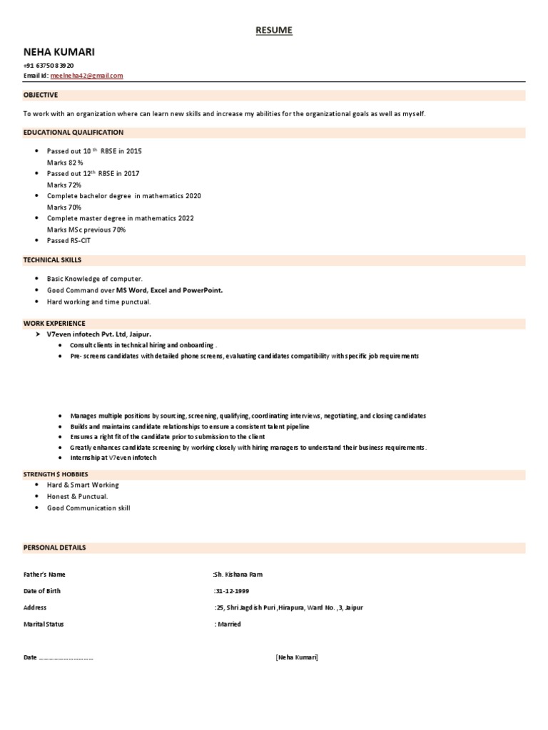 Neha Resume 1 | PDF