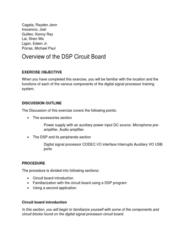 Exercise 1 1 DSP Circuit Board | PDF | Digital Signal Processor | Electronic Oscillator
