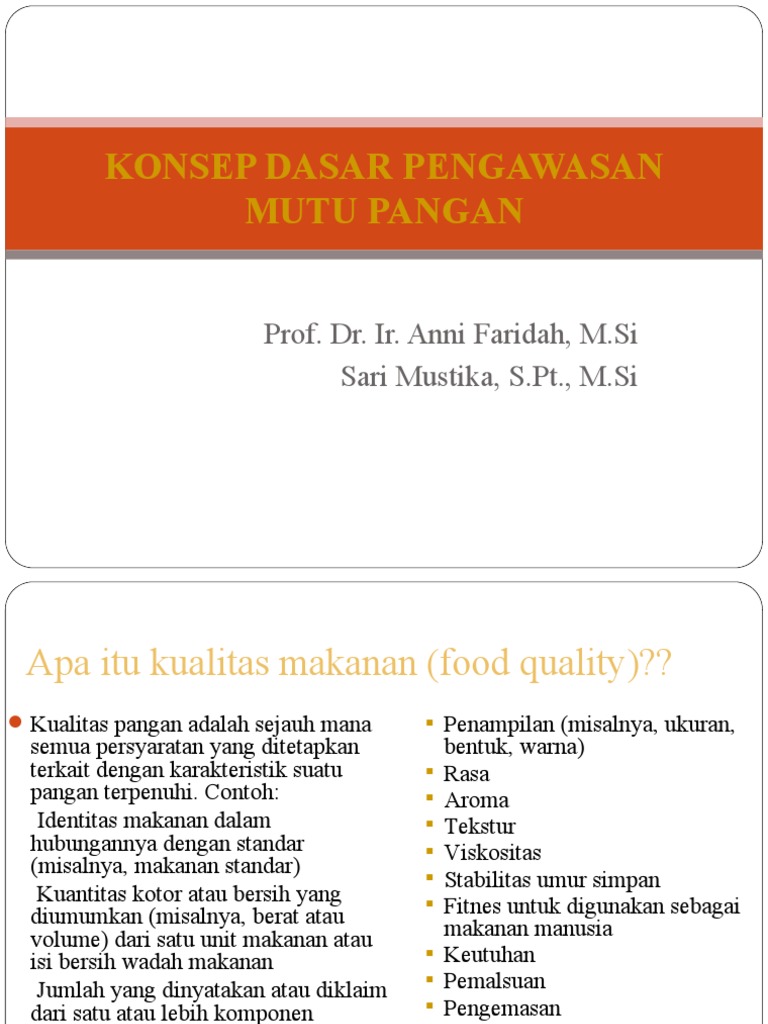 Konsep Dasar Pengawasan Mutu Pangan | PDF | Quality (Business) | Foods