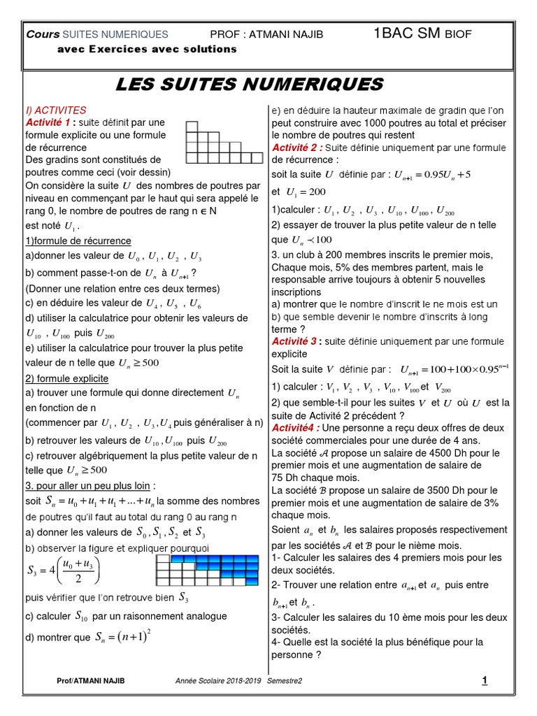 Exercices Corrigés sur les Suites Numériques | PDF | Séquence ...