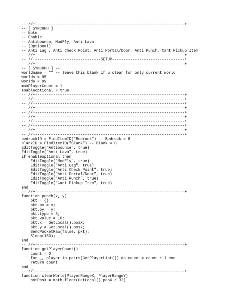 Auto Clear World - Lua | PDF