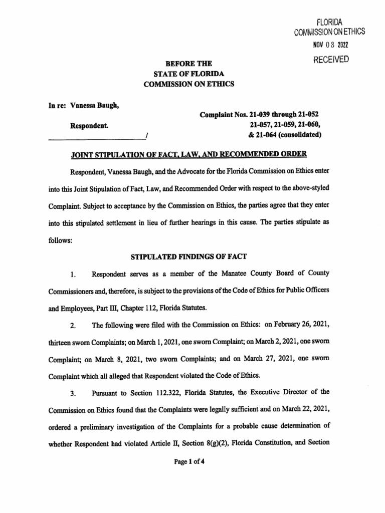 Baugh Joint Stipulation | PDF