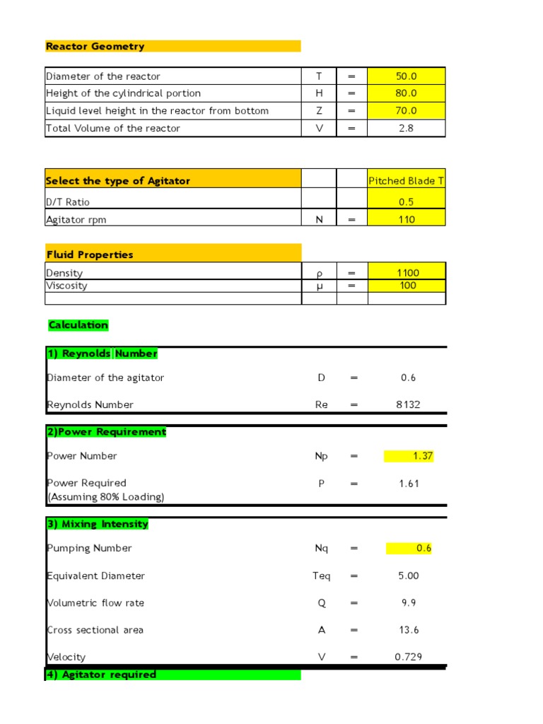 Reactor Agitator Design Guide | PDF | Turbine | Dynamics (Mechanics)