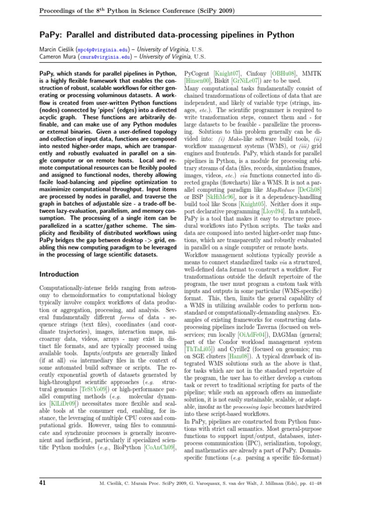 Papy: Parallel and Distributed Data-Processing Pipelines in Python | PDF | Process (Computing ...