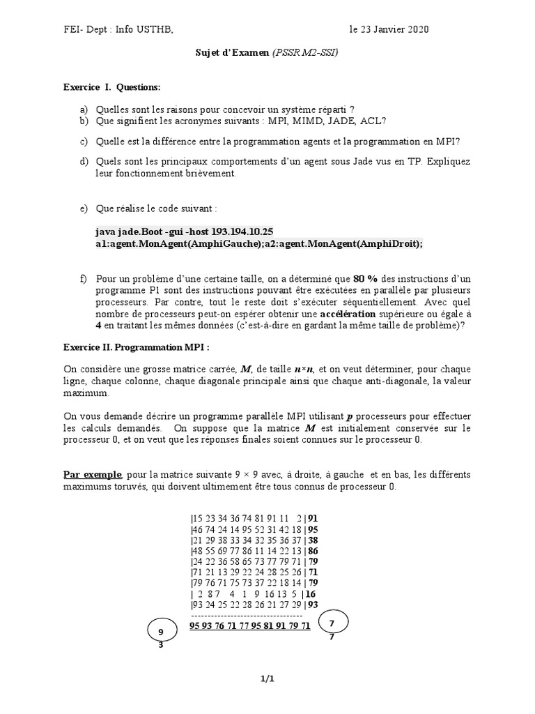 EXAMEN SSI Janvier2020 | PDF | Processeur
