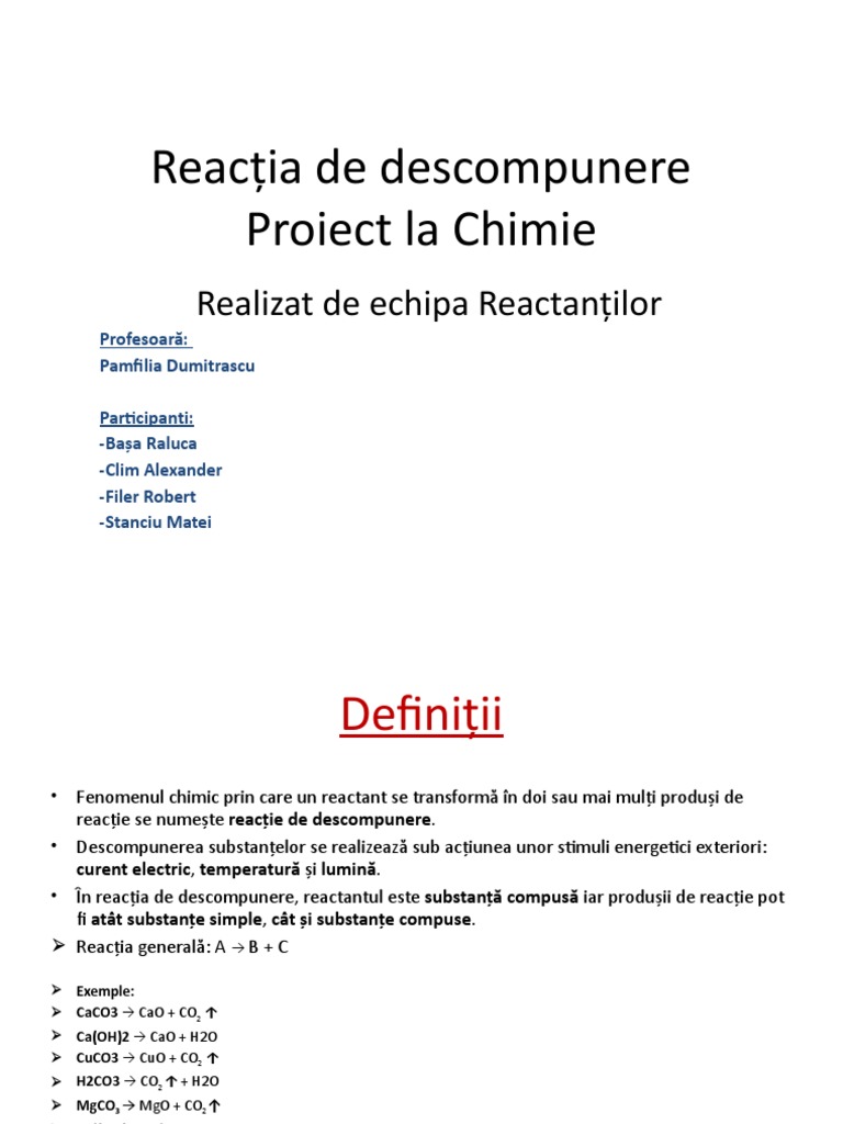 Reactia de Descompunere | PDF