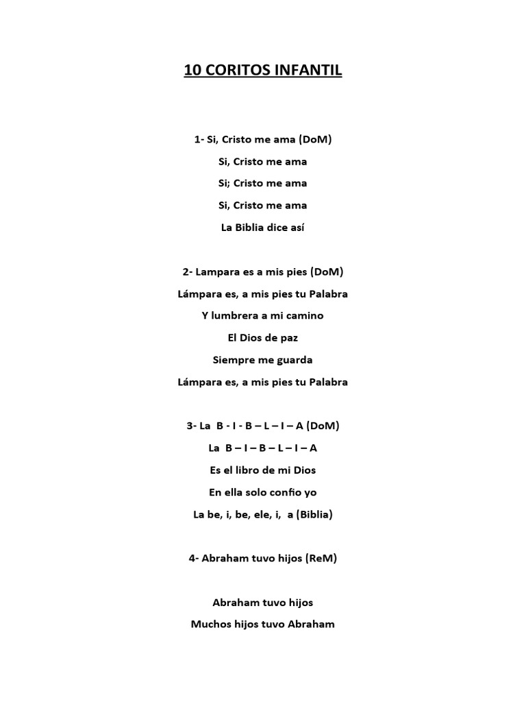 10 Coritos Infantil | PDF | Cristo (título) | Abrahán