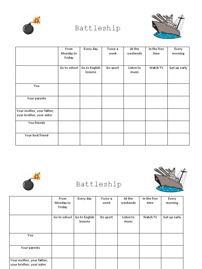 Battleship Present Simple | PDF