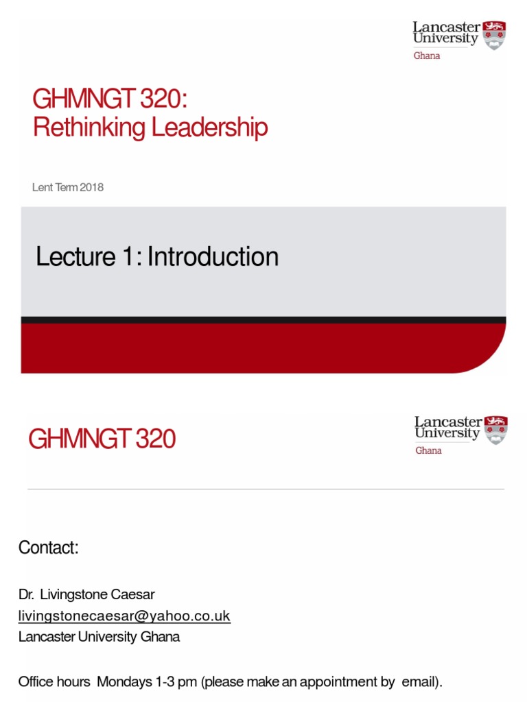 Lecture 1 Introduction | PDF | Leadership | Empowerment