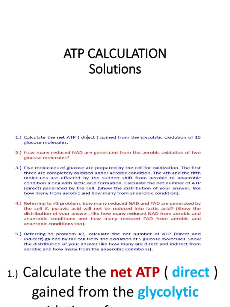 ATP Calculation SOLUTION | PDF | Cellular Respiration | Adenosine ...