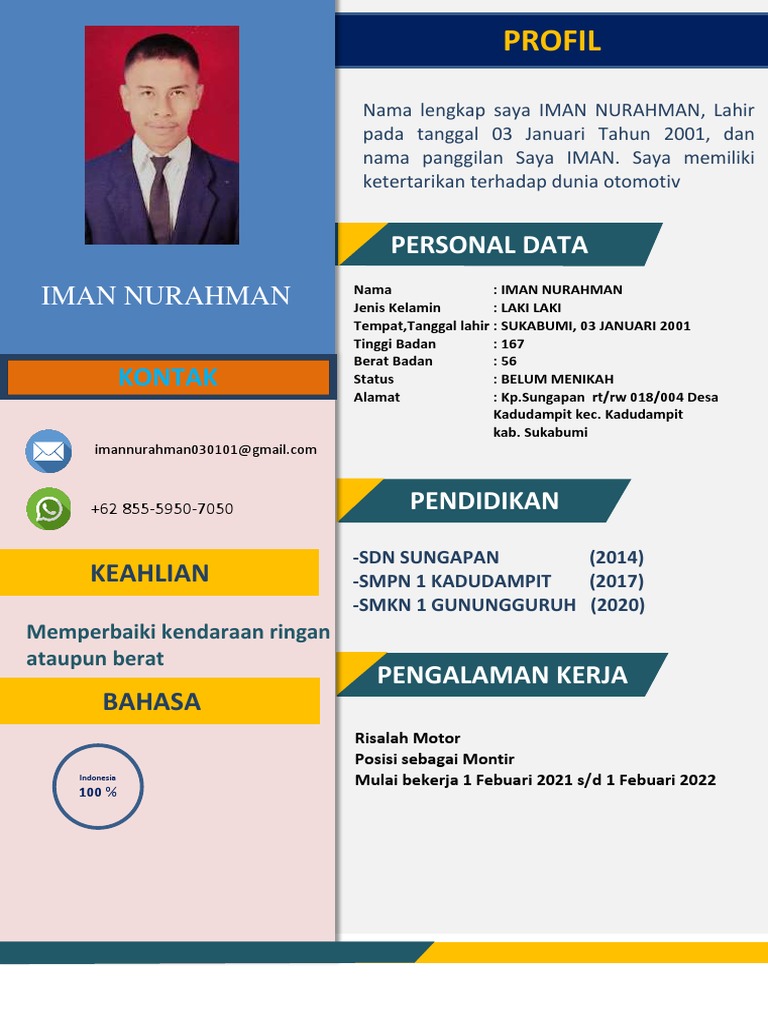 Berkas CV & Lamaran Iman Nurahman | PDF