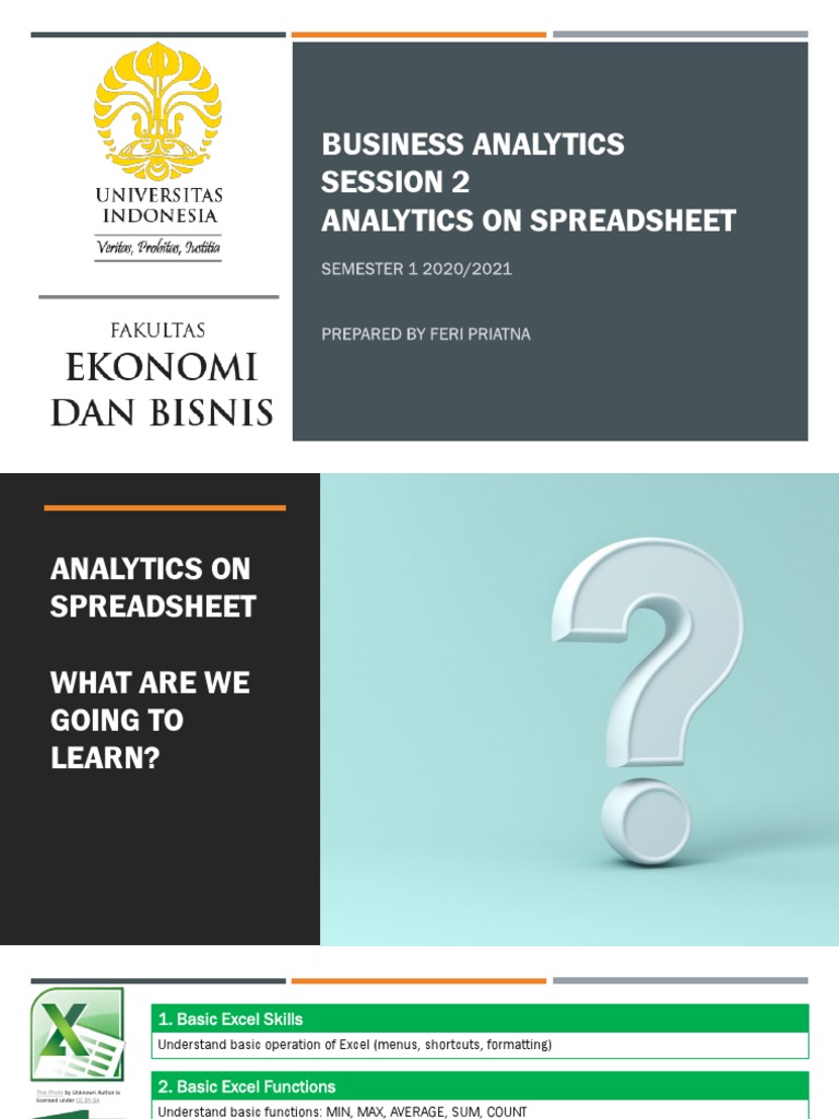 Session 2 (Analytics On Spreadsheet) | PDF | Microsoft Excel | Database Index