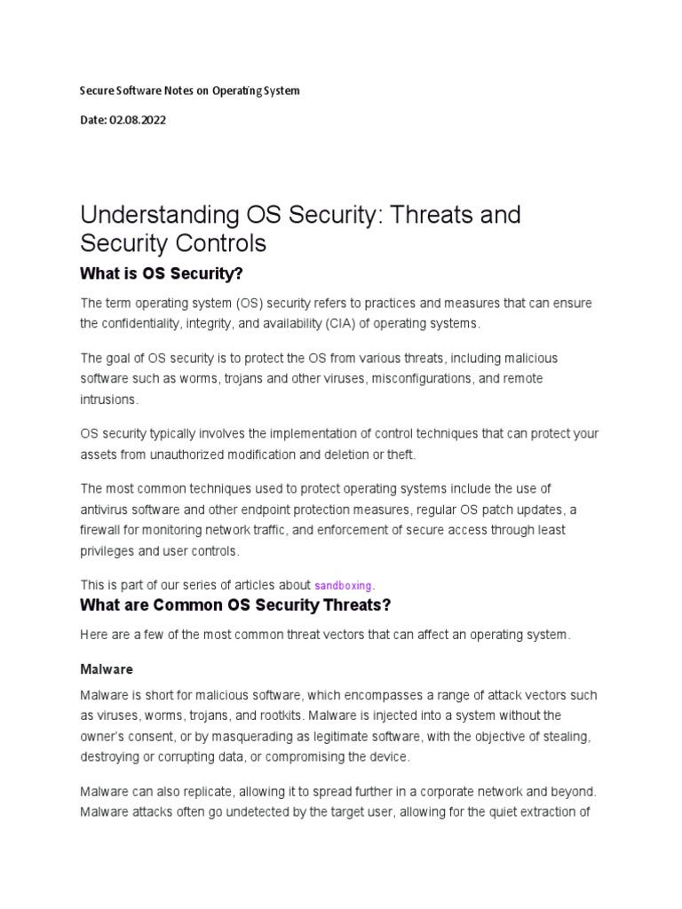 Secure Software Notes On Operating Systems | PDF | Virtualization ...