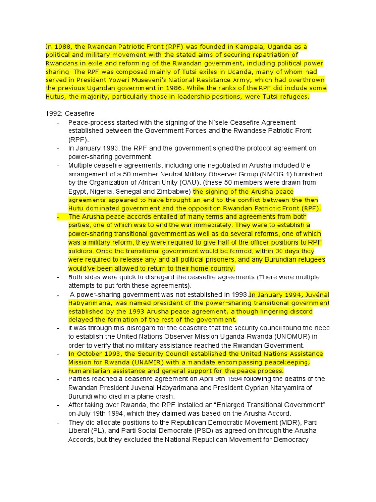 Arusha Accords: Prelude to Genocide | PDF | Rwanda | Rwandan Genocide