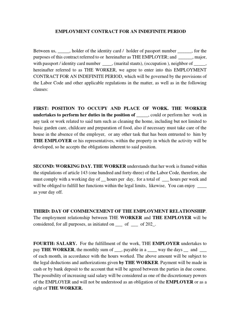 Employment Contract | Download Free PDF | Employment | Labour Law