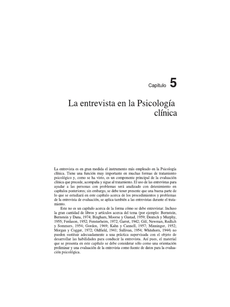 Capitulo 5 La Entrevista en Psicologia Clinica | PDF