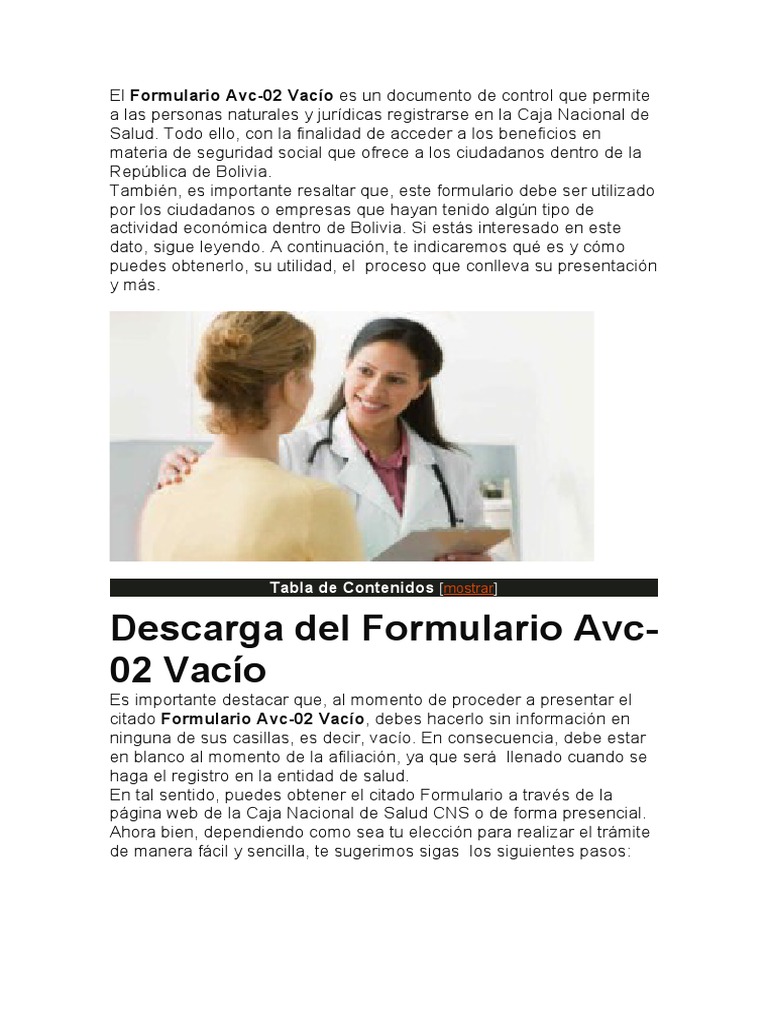 Formulario Avc 02 | PDF