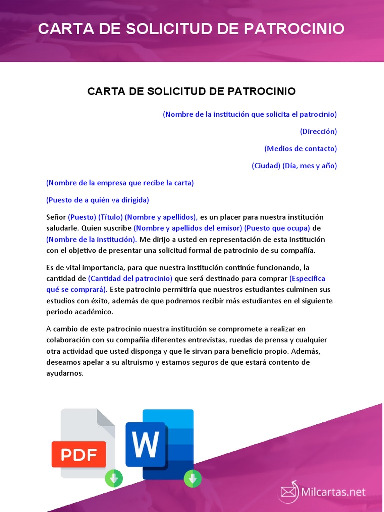 Carta de Solicitud de Patrocinio | PDF