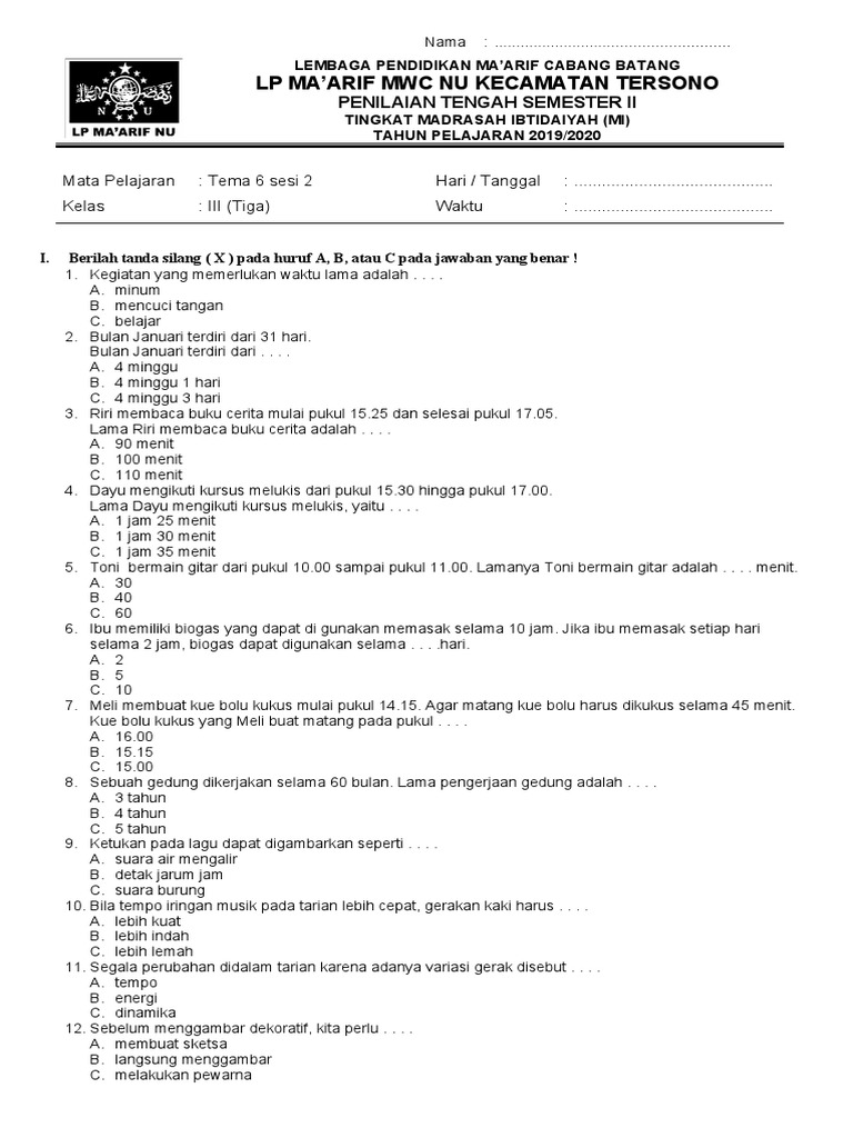 Kelas 3 Tema 6 Sesi 2 | PDF