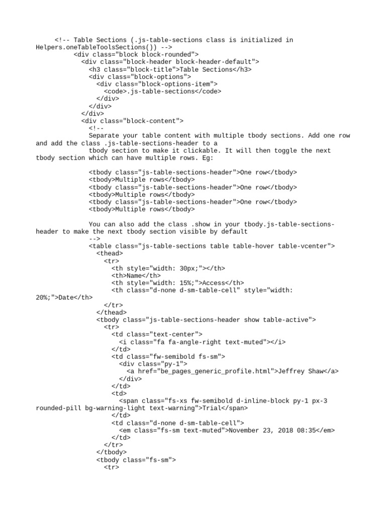 Configuring Expandable and Collapsible Table Sections | PDF