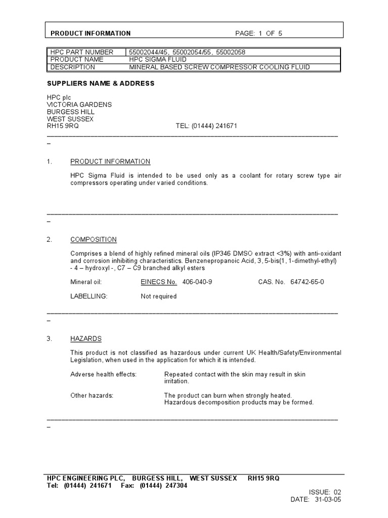 HPC Sigma Fluid | PDF | Solubility | Firefighting