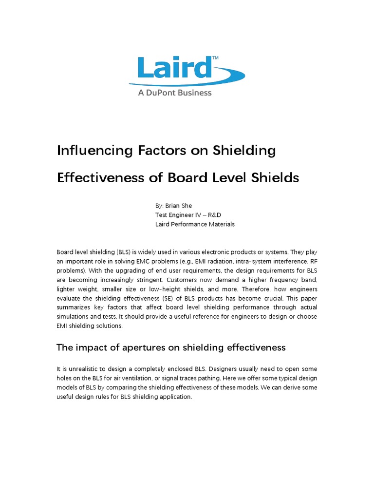 White Paper - Influencing Factors On Shielding Effectiveness of Board ...