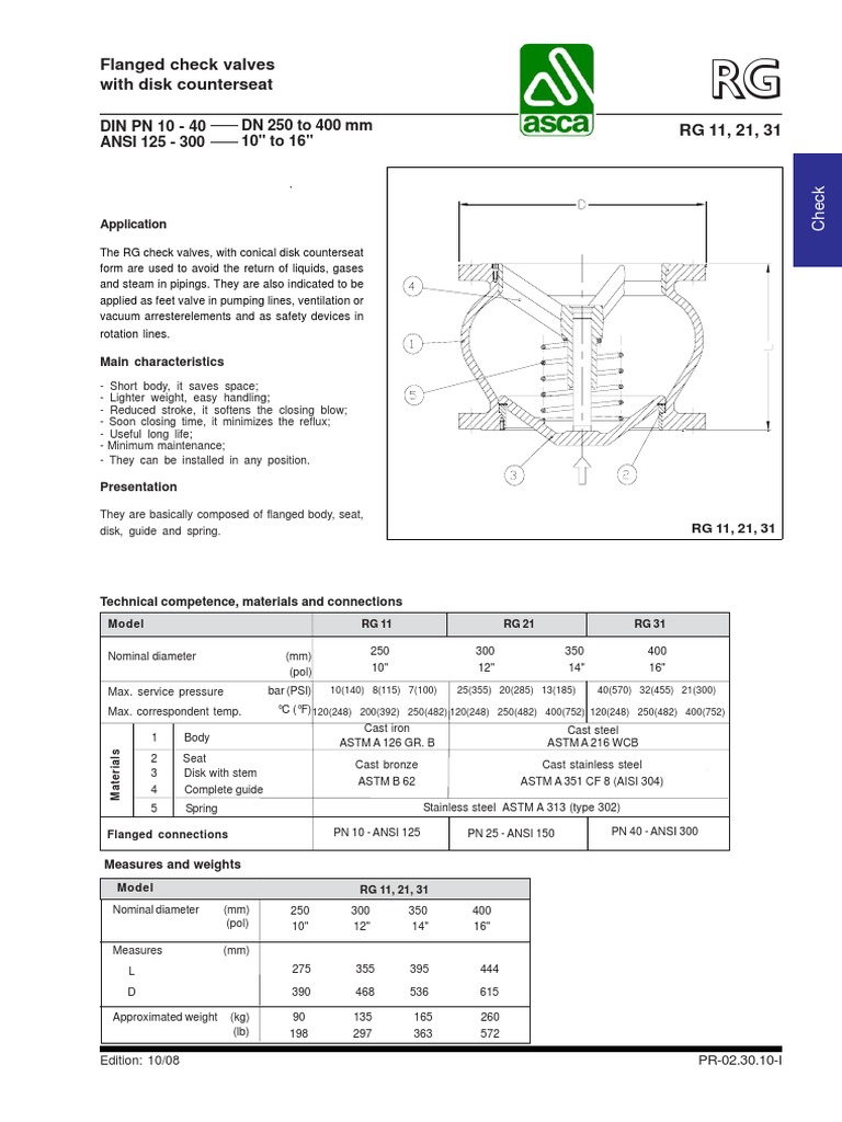 Catalogo Asca Valvula Retencao | PDF | Valve | Manufactured Goods