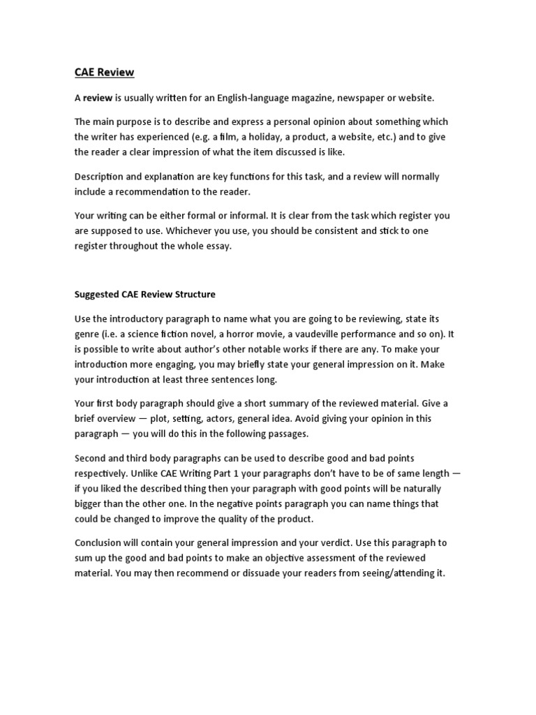 CAE Review | PDF | Essays