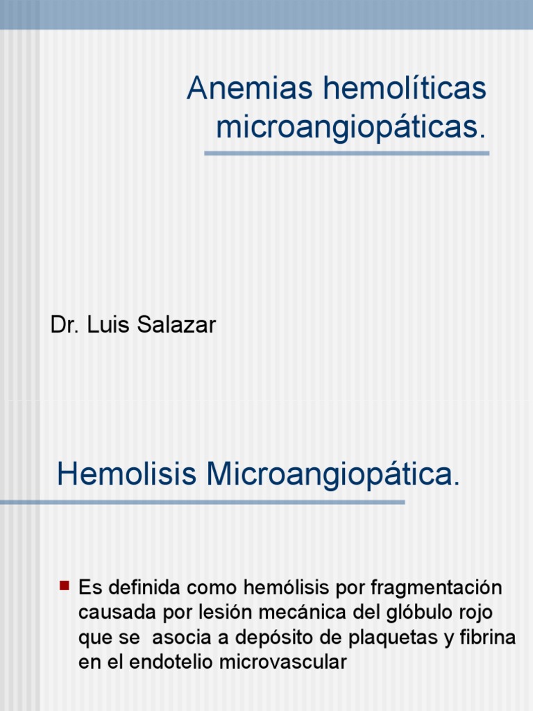 Anemia Hemolitica Microangiopatica | PDF | Medicina | Enfermedades y ...
