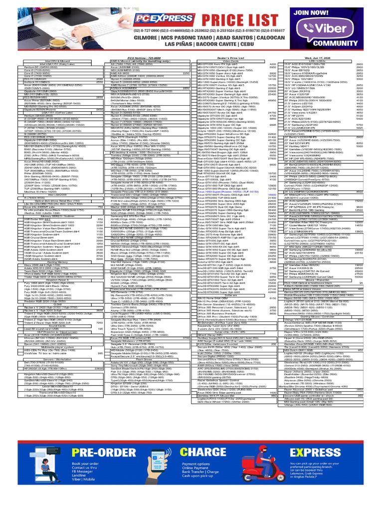 PC Express Dealers Pricelist June 17 2020 | PDF | Computing | Electronics