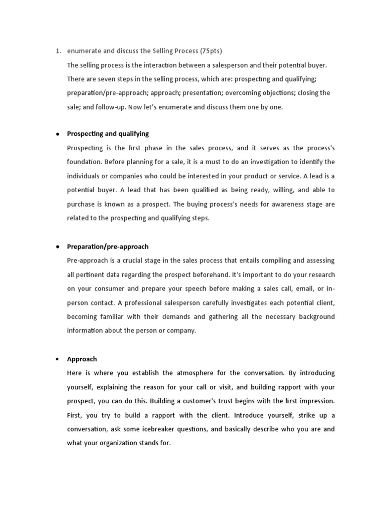 7-Step Selling Process Guide | PDF | Sales | Customer