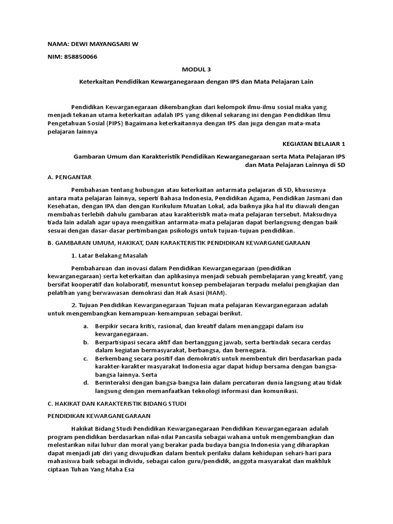 Dewi Mayangsari - Nim858850066 Resum Modul 3 Dan 4 | PDF