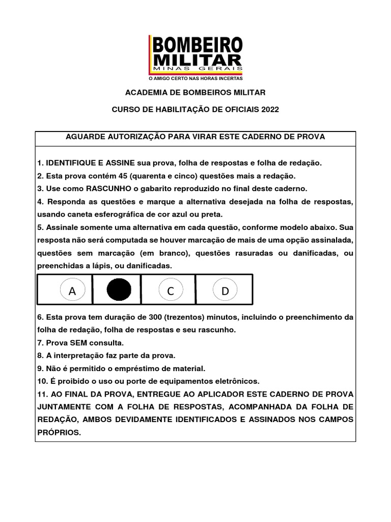 Caderno de Prova Cho BM 2022 | PDF | Férias trabalhistas | Análise SWOT